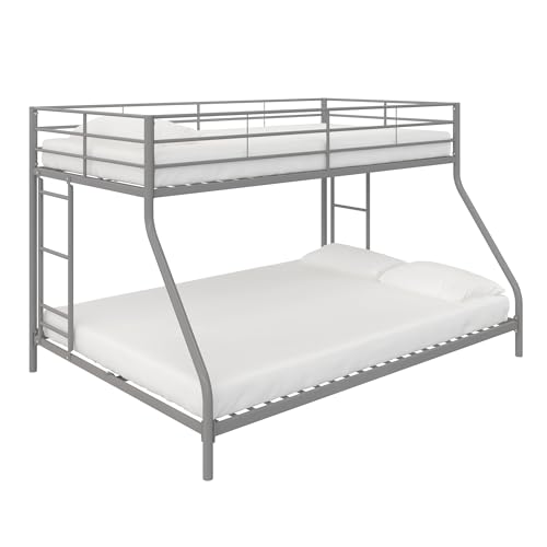 DHP Junior Small Space Bunk Bed for Kids, Twin/Full, Silver