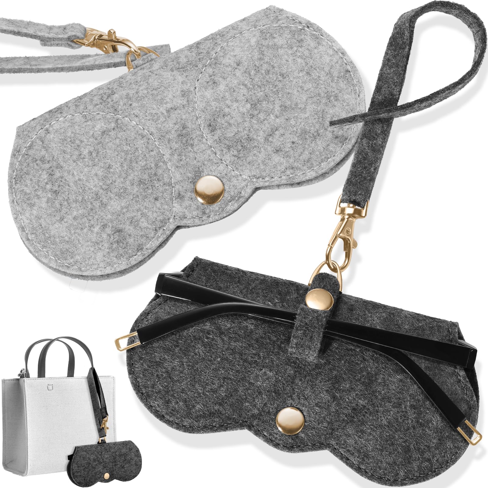 FOREGOER 2pcs Soft Felt Sunglasses Bag, Soft Eyeglass Cases Holder Portable Outdoor Travel Glasses Case Slim Sunglasses Case