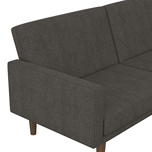 DHP Paxson Futon with USB Port, Convertible Sofa Bed, Dark Gray
