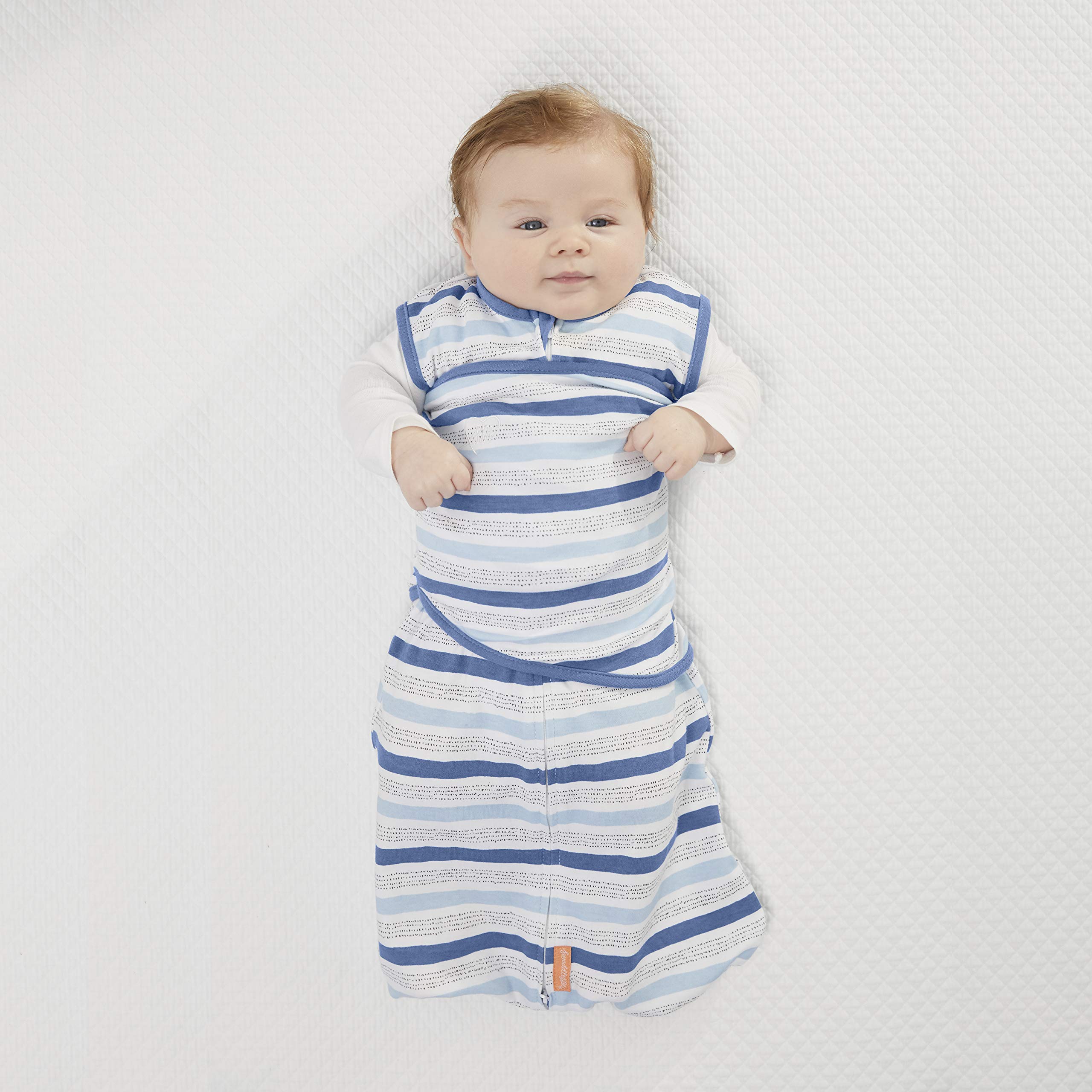 SwaddleMe Arms Free Convertible Swaddle β Size Large, 3-6 Months, 1-Pack (Chambray Stripe)