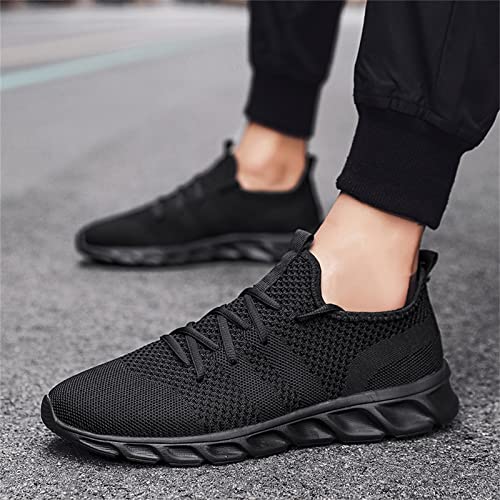 FASDNENDYS Men Solid Color Mesh Lace Up Casual Shoes Comfortable Breathable Soft Sole Mens Sneaker Slippers Size 9 Black