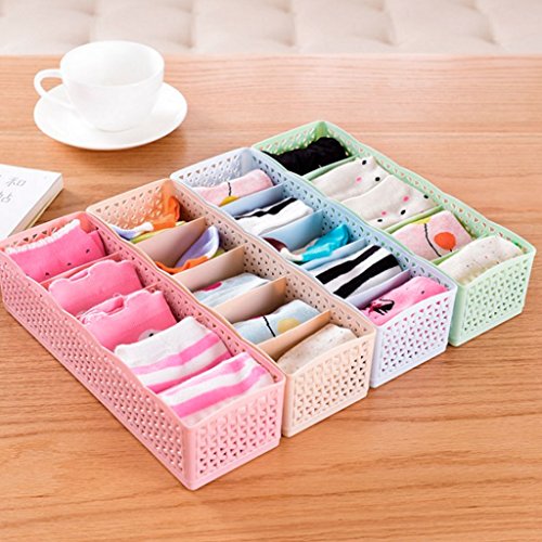 Kingjinglo Underwear Organizer Storage Box Bra Socks Drawer Cosmetic Divider Tidy 5 Cells