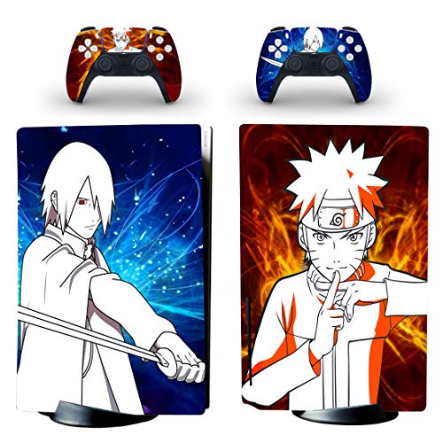 Decal Moments PS5 Standard Disc Console Controllers Full Body Vinyl Skin Sticker Decals for Playstation 5 Console and Controllers Uzumaki Sasuke