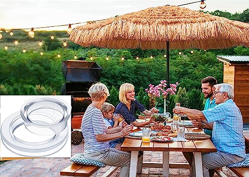Kecoya 2 Inch Patio Table Umbrella Hole Ring Plug, Outdoor Patio Table Umbrella Hole Ring and Cap Set, Silicone Umbrella Table Hole Insert Cover and Cap Replacement Accessories for Patio Garden Glass Acrylic Yard Table Ring(2 sets transparent)