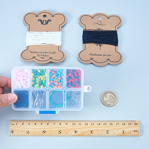 SUNNYCLUE 1 Box 1000+pcs DIY 10 Sets 4mm Seed Beads Kit Arts and Crafts for Include Keychain, Keyring & Lanyard Clips, Instruction Pony Beads Kit Christmas Gift Jewelry Making Paper Box Plastic Case