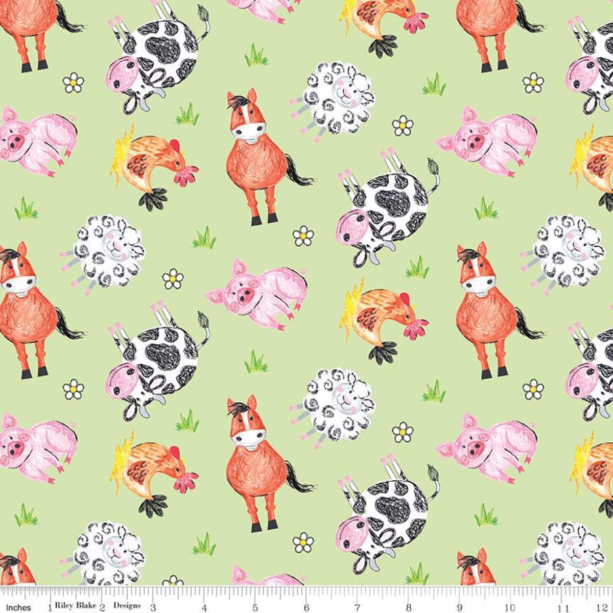 Coloring on The Farm Jelly Roll (40 Pieces) by Crayola for Riley Blake 2.5 x 44 inches (6.35 cm x 111.76 cm) Fabric Strips DIY Quilt Fabric