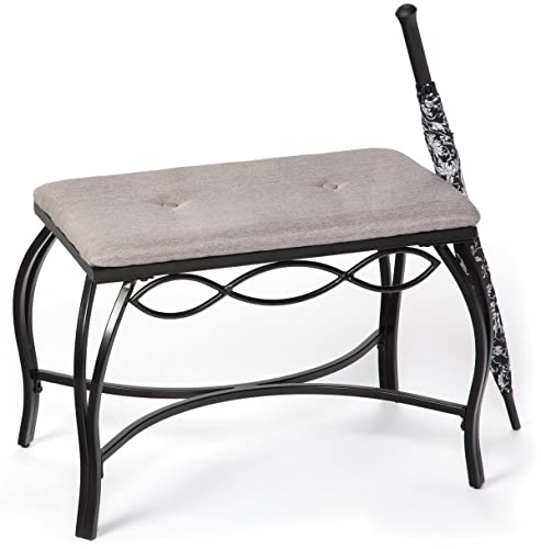 Mango Steam Heather Gray Shoe Bench - Vanity Seat for Makeup Room, Dressing Stool, Entryway Bench - Powder Coated, Upholstered, Space Saving