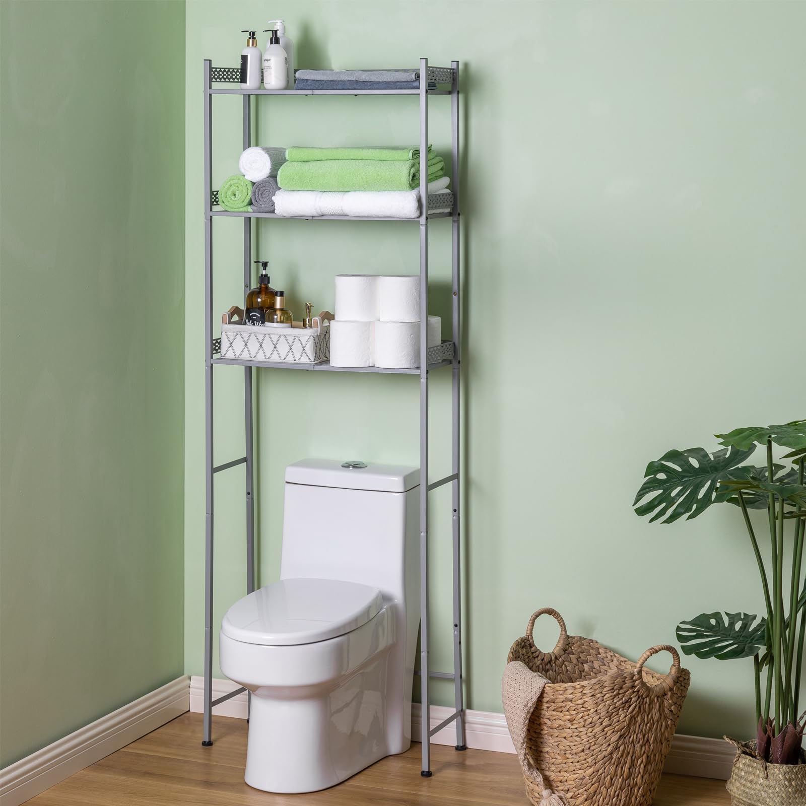 OhuaCason Over The Toilet Storage Shelf: Over The Toilet Storage Shelf for Small Bathroom - Metal Light Grey