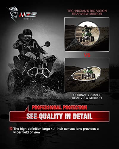 MZS Motorcycle Mirrors, Foldable Adjustment Rear View Mirror 8mm 10mm Universal Handlebar Mount Round Compatible with Motorbike Adventure Dirt Street Bike ATV Quad Snowmobile Scooter Coolster Moped