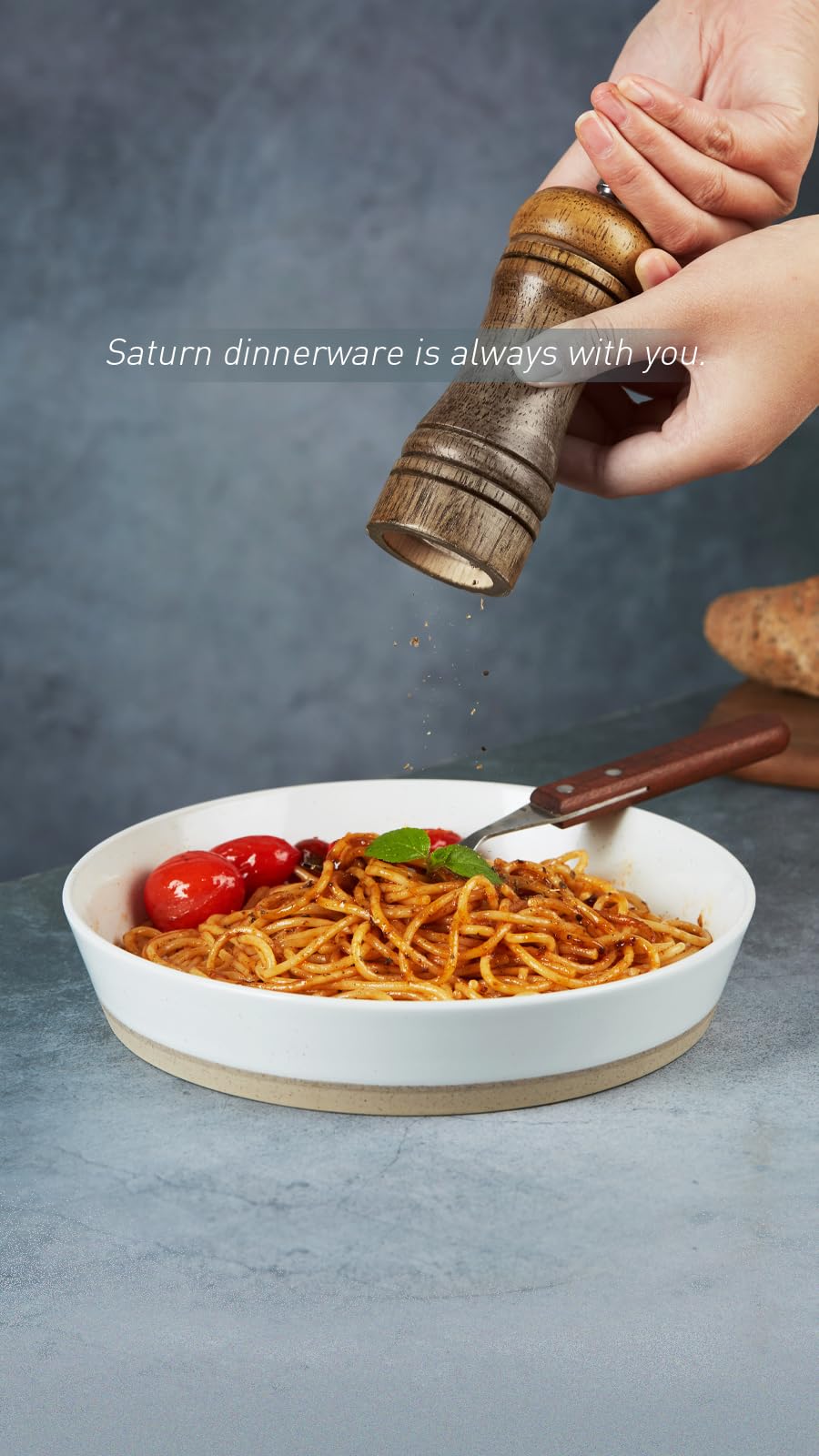 famiware Saturn 4 Pieces Pasta Bowls Set, 8.75 inch Salad Bowls, Stackable, Large Capacity, Perfect for Your Friend for Housewarming, Thanksgiving, White