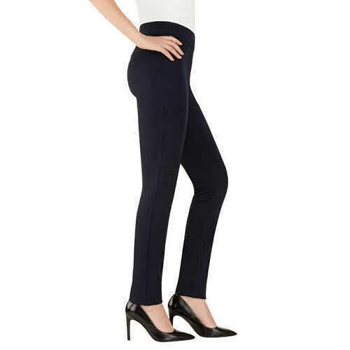 Dalia Ladies' Comfort fit Sits at Waist Slim Leg Stretch Pull On Pant (Black, Small)