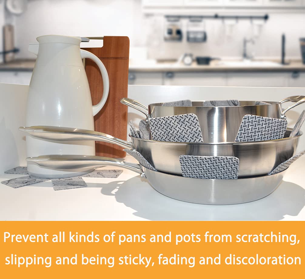 KitWinner Felt Pan Protectors, Pan Separators for Stacking All Clad to Prevent Scratching, Anti Slip Felt Pot Separators for Non-Stick Pans Cookware Accessories Set of 12