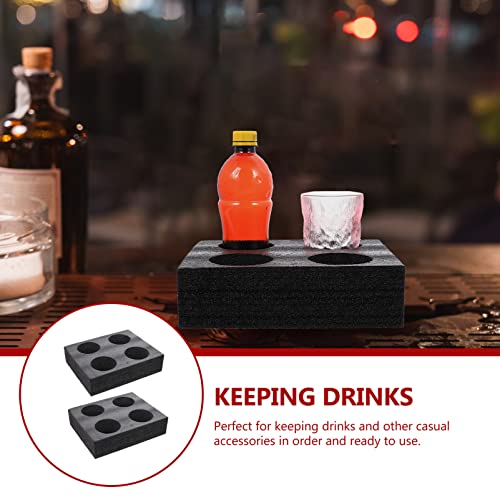 Cup Drink Holder 2Pcs 4- Cup Drink Carriers Foam No- Spill Coffee Cup Holder Take Out Beverage Tray for Hot and Cold Drinks Packaging Supplies Black Cup Holders