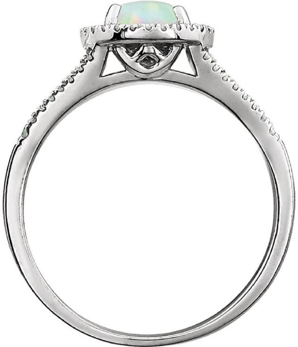 Elegant Touch Round Cut Opal Ring Halo Diamond Ring 925 Silver Wedding & Engagement Ring for Womens 14K White Gold Plated (Ring Size-12)