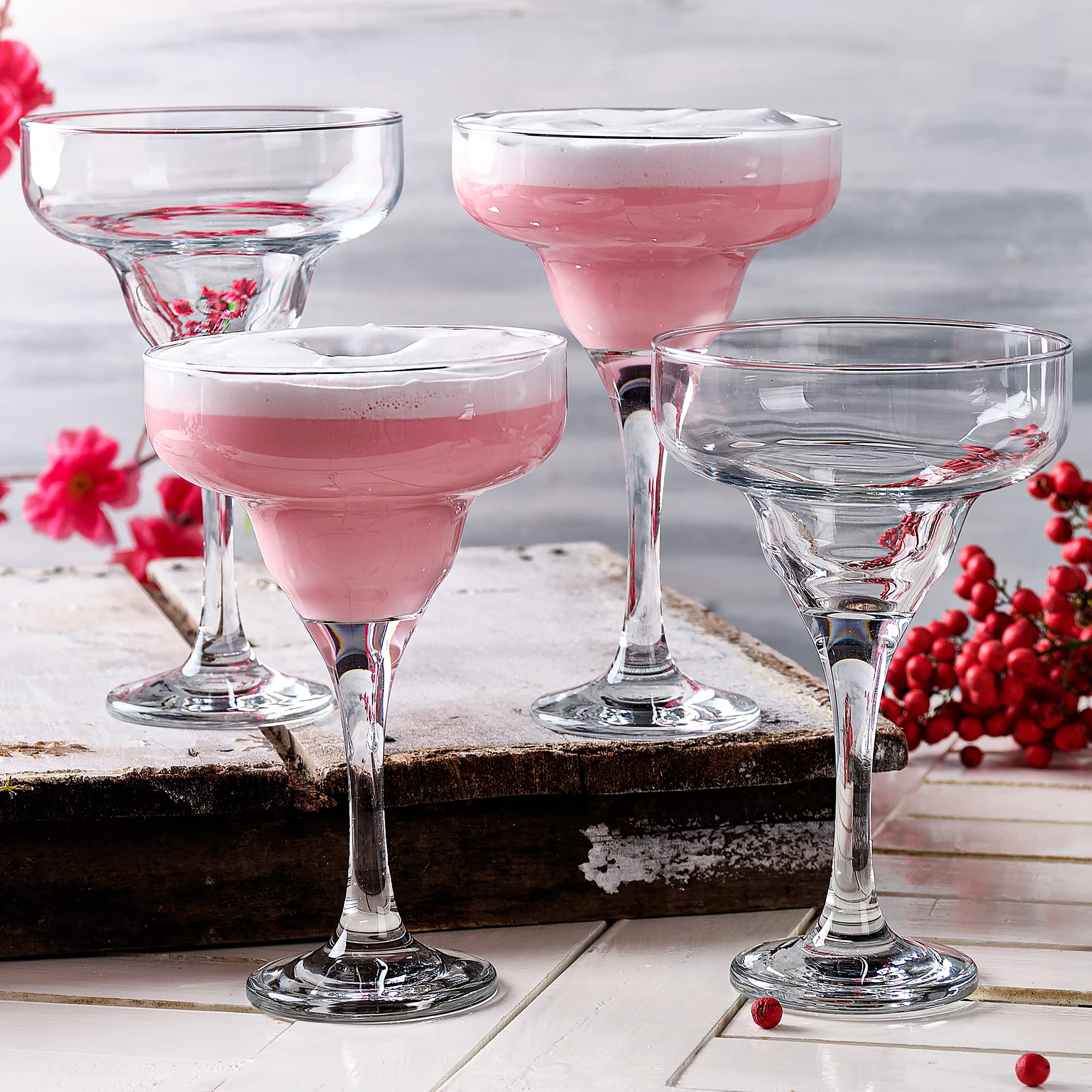 Crystalia Margarita Glasses Set of 4, Cocktail Glasses for Party, 10 ¼ oz Stemmed Classic Cocktail Drinking Glasses for Frozen Drinks or Crushed Iced Drinks