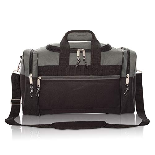 Dalix 17'' Blank Duffle Bag in Gray and Black Medium
