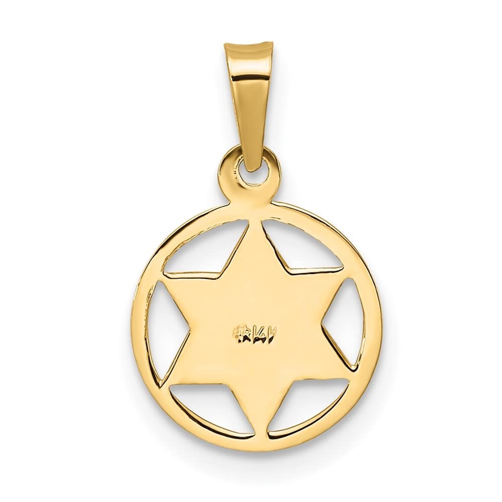 Diamond2Deal 14k Yellow Gold Solid Enameled Star of David in Frame Pendant (L-17.78mm W-11.18mm)