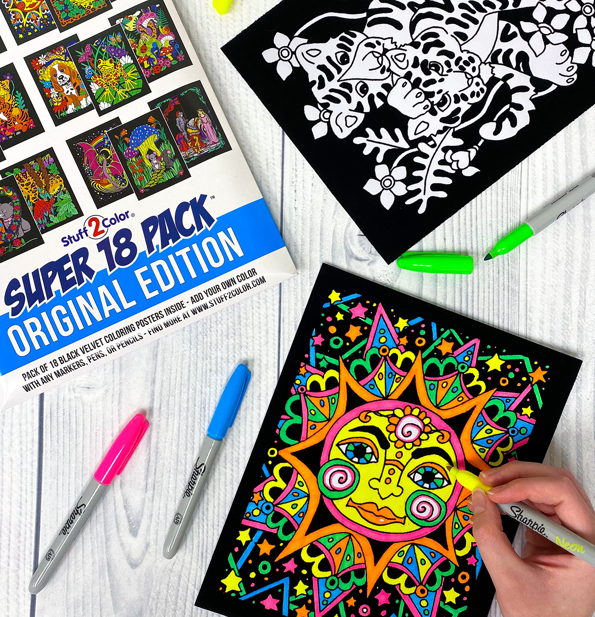 Colossal Pack of 54 Fuzzy Velvet Coloring Posters (All Unique Designs) - Bulk Crafts and Coloring Activity for All Ages - Great for Group Projects, Assisted Living, Classrooms, and Rehab Centers