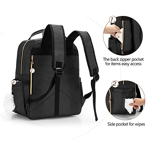 CURMIO Breast Pump Bag with Breastmilk Cooler Bag Compatible for Spectra S1, S2, Medela, and 4 5-Ounce Baby Bottles, Breast Pump Backpack with Laptop Sleeve for Working Moms, Black