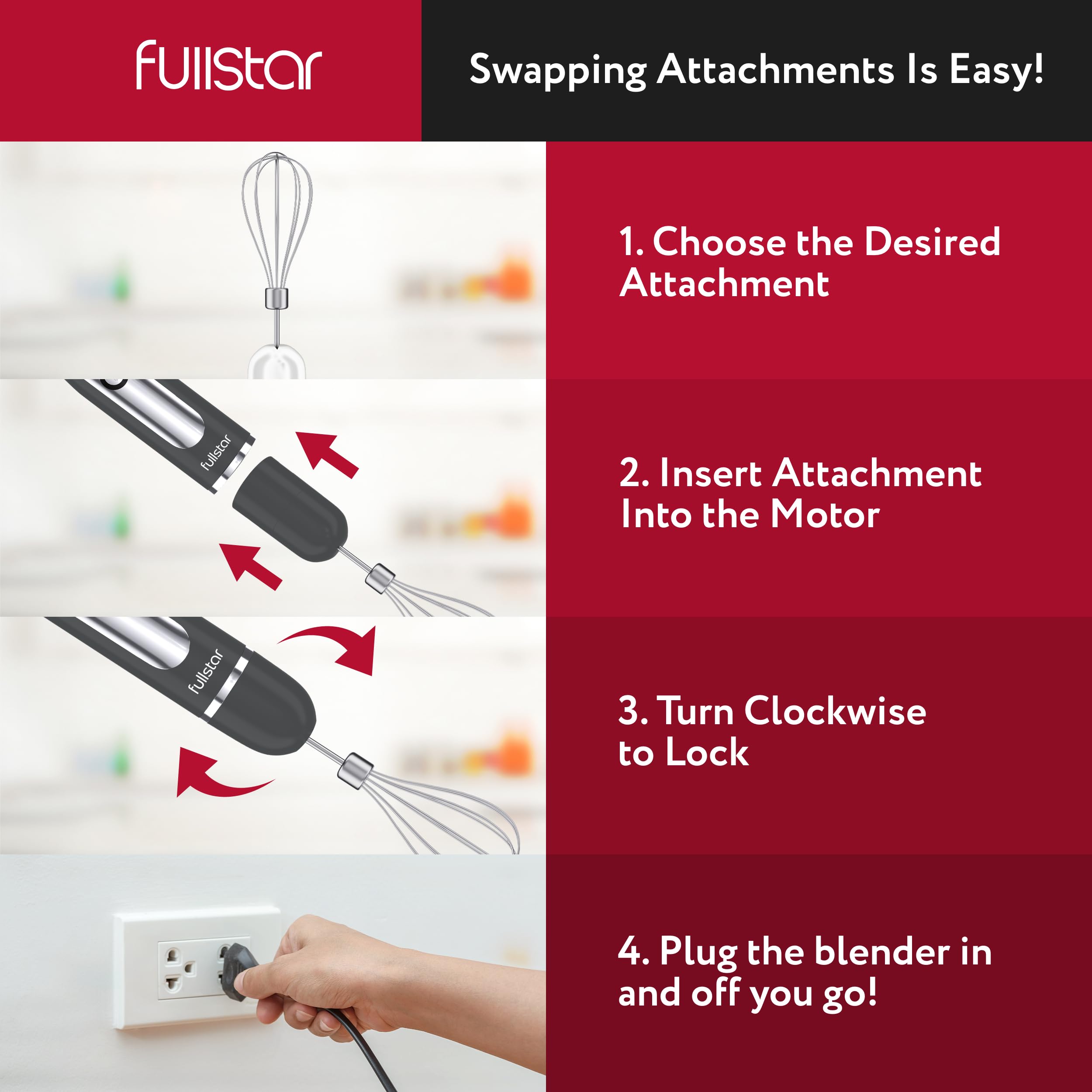 Immersion Blender Set, Hand Blender Electric, Immersion Blender Handheld, 9-Speed, 500W Handheld Blender - Hand Blenders Immersion, Hand Mixer Electric Blenders, Smoothie Blender (3-in-1, Gray)