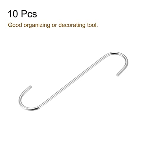 uxcell S Hanging Hooks, 8inch/200mm Extra Long Steel Hanger, Indoor Outdoor Uses for Garden, Bathroom, Closet, Workshop, Kitchen, Silver Tone, 10Pcs