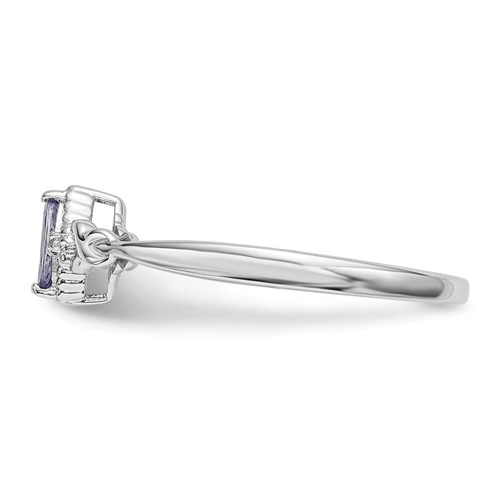 Diamond2Deal 925 Sterling Silver Marquise Cut Tanzanite and Diamond Engagement Ring 0.13 Cttw