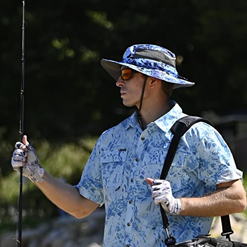 KastKing Sol Armis UPF 50 Boonie Hat - Sun Protection Hat, Fishing Hat - Breathable Fabric - Comfortable - Prym1 Camo,Shoreline