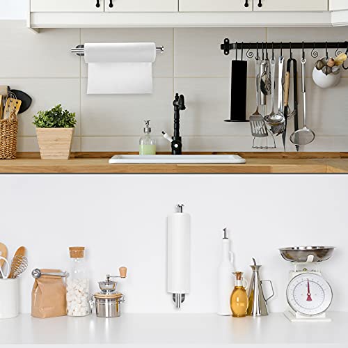 Paper Towel Holder Under Cabinet, Self Adhesive Wall Mount Paper Towel Rack, Towel Paper Bar for Kitchen, Pantry, Sink, Bathroom, SUS304 Stainless Steel 13 inch (Silver, 1)