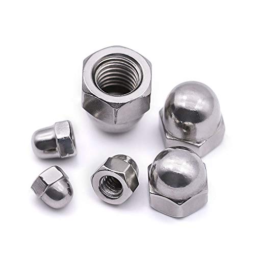 M6-1.0 Acorn Cap Hex Locknuts 30 PCS 304 Stainless Steel 18-8, Bright Finish