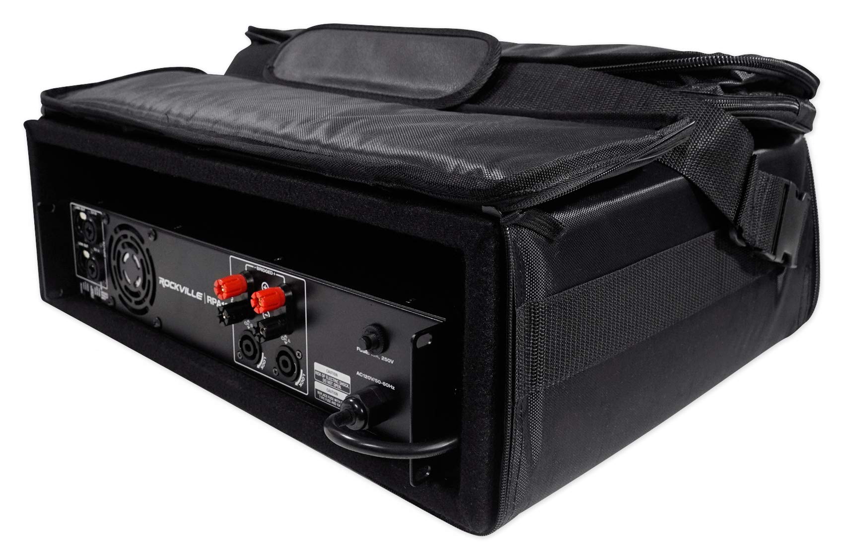Rockville 3U Rack Bag Double-Sided Case with 16" Depth + Shoulder Strap (RRB35) Black