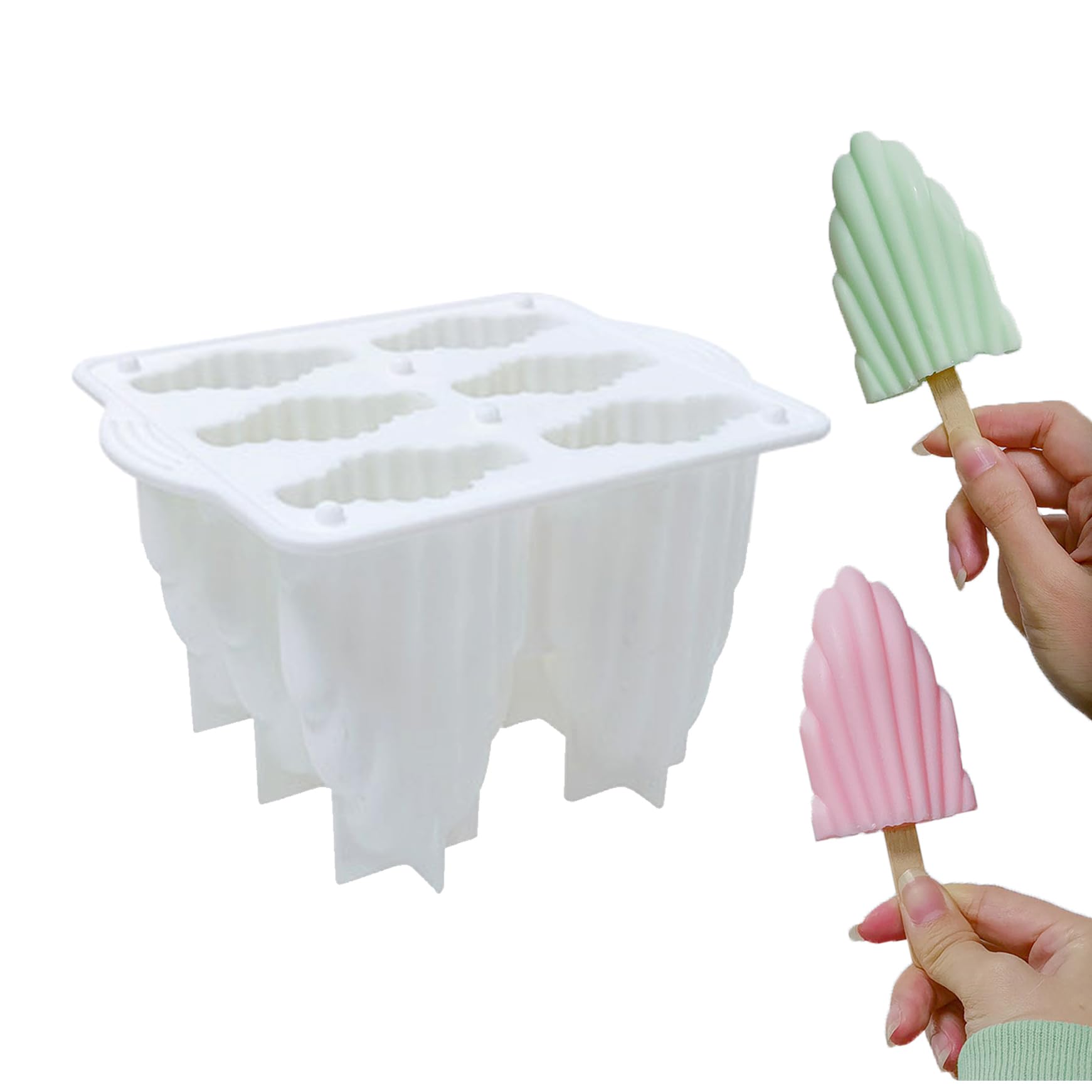 CUAIBB Popsicles Molds, Silicone Popsicle Molds Reusable Ice Pop Mold, Popsicle Molds Silicone BPA Free, Easy Release Ice Cream Tray Cakesicles DIY Sakura Molds (Cherry Blossom)