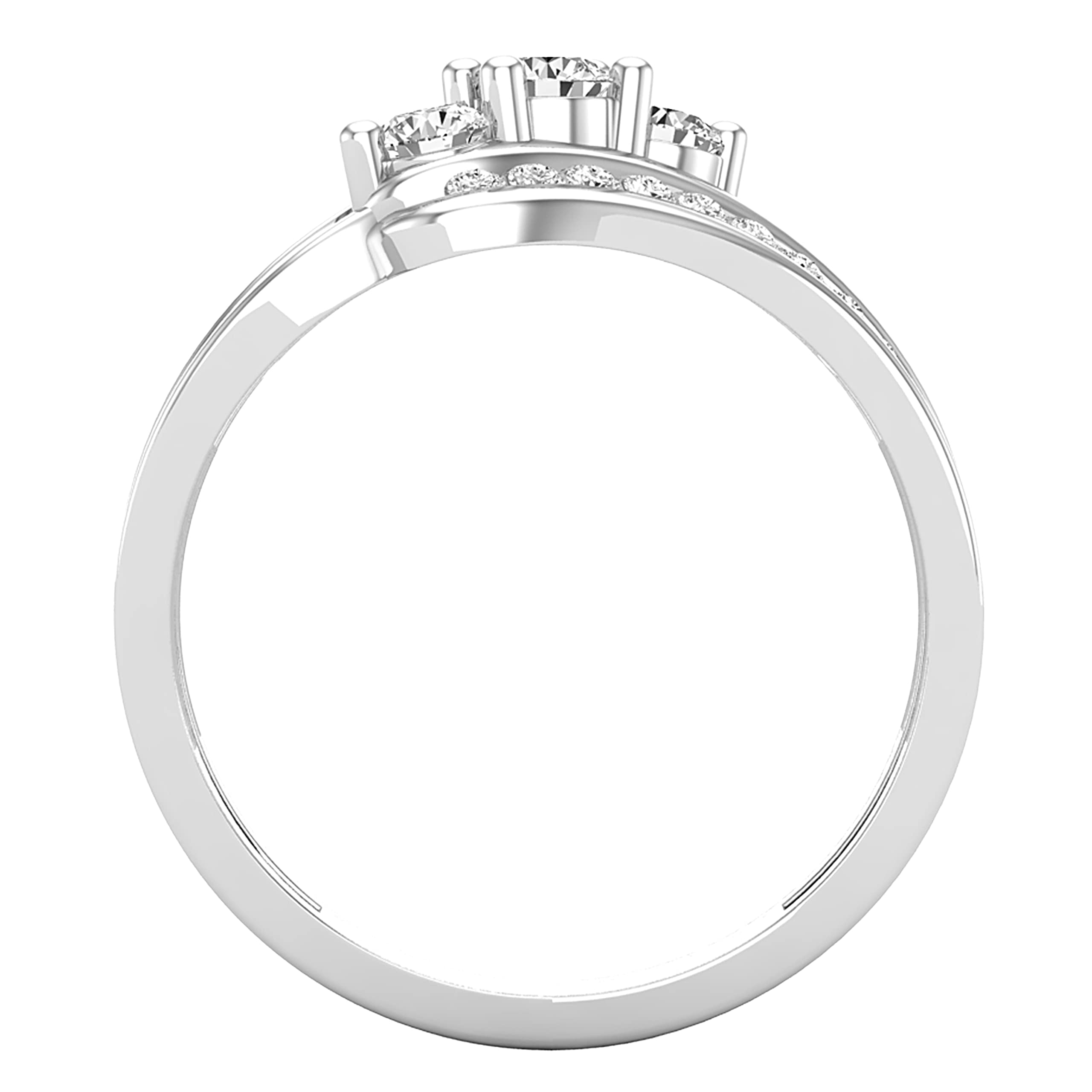 Dazzlingrock Collection 0.50 Carat (ctw) Round White Diamond Split Shank Bypass Twist Swirl Style Three Stone Engagement Ring 1/2 CT | 14K White Gold, Size 6