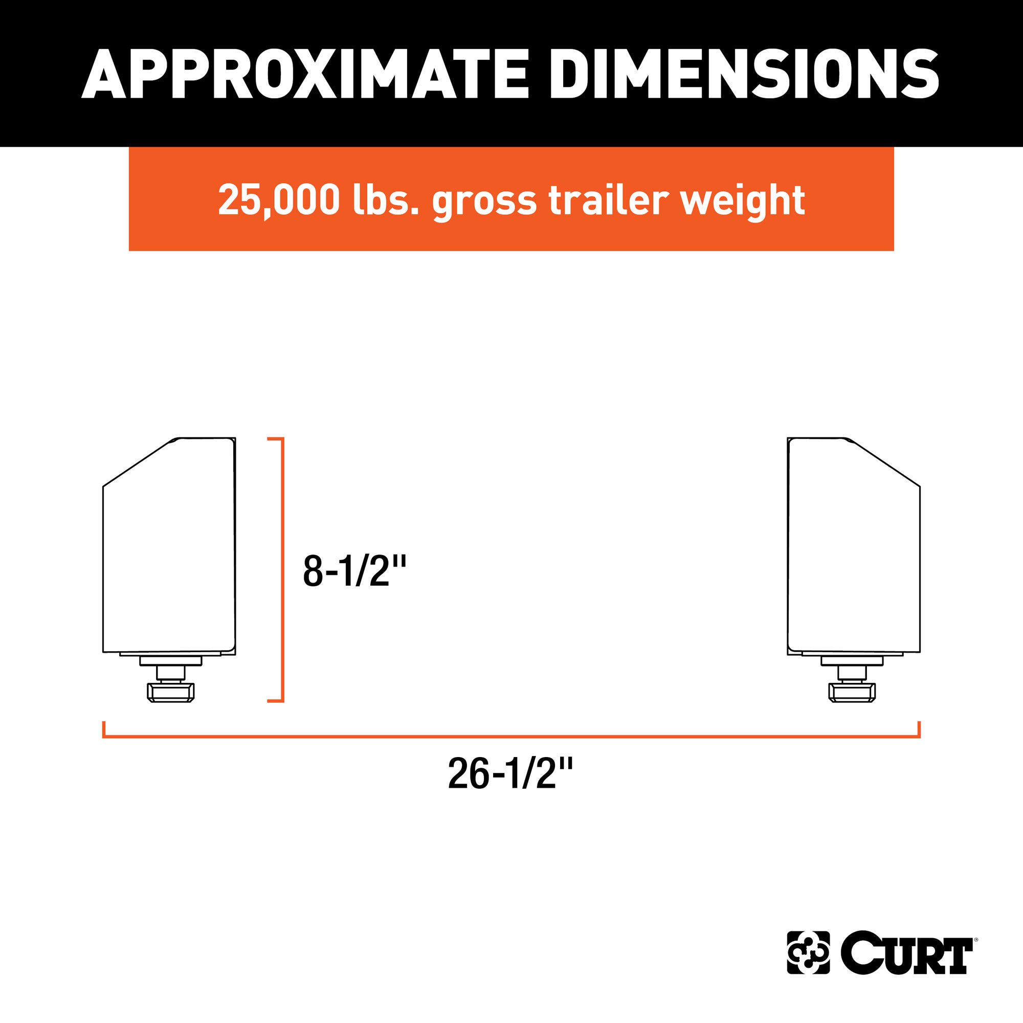 CURT 16029 Replacement Chevrolet Silverado, GMC Sierra 2500, 3500 HD Puck System 5th Wheel Legs, 25,000 lbs, Hitch Head Required