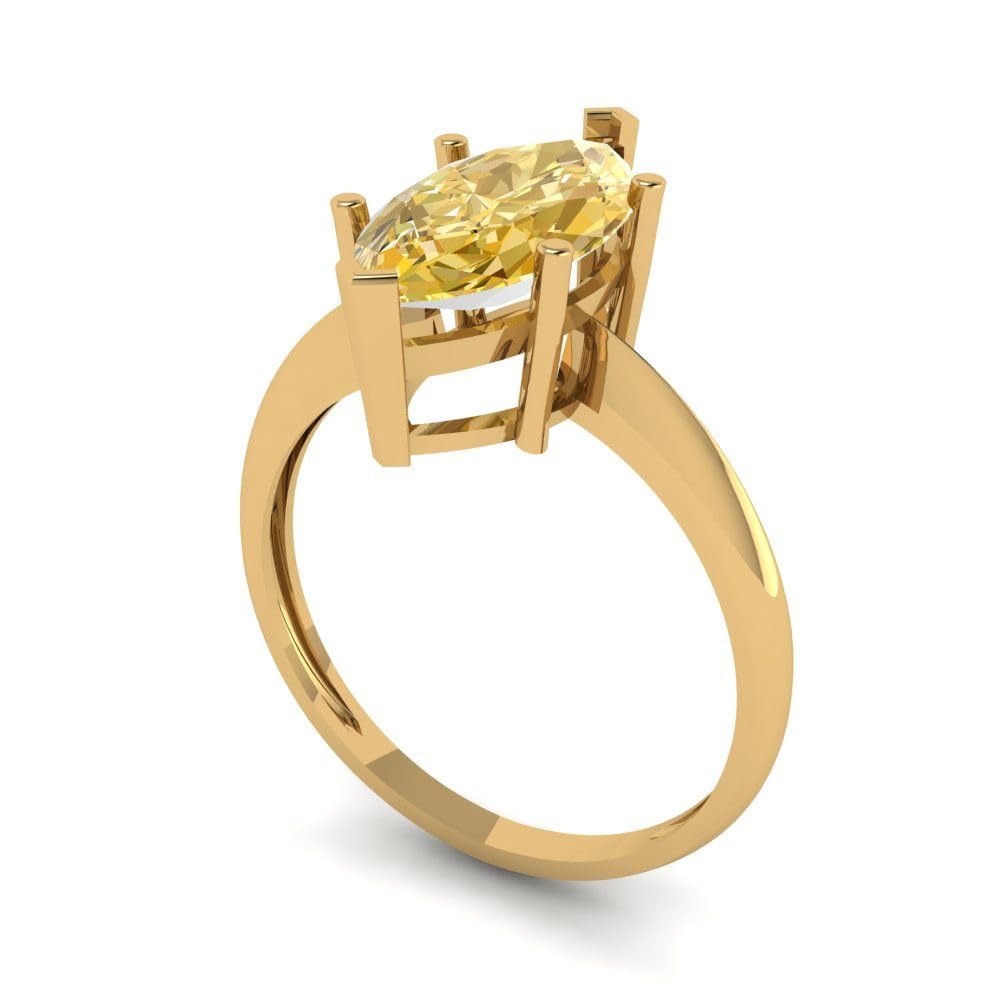 Clara Pucci 2.50 ct Marquise Cut Solitaire Natural Yellow Citrine gemstone Bridal Designer Anniversary Engagement Ring 14k Yellow Gold