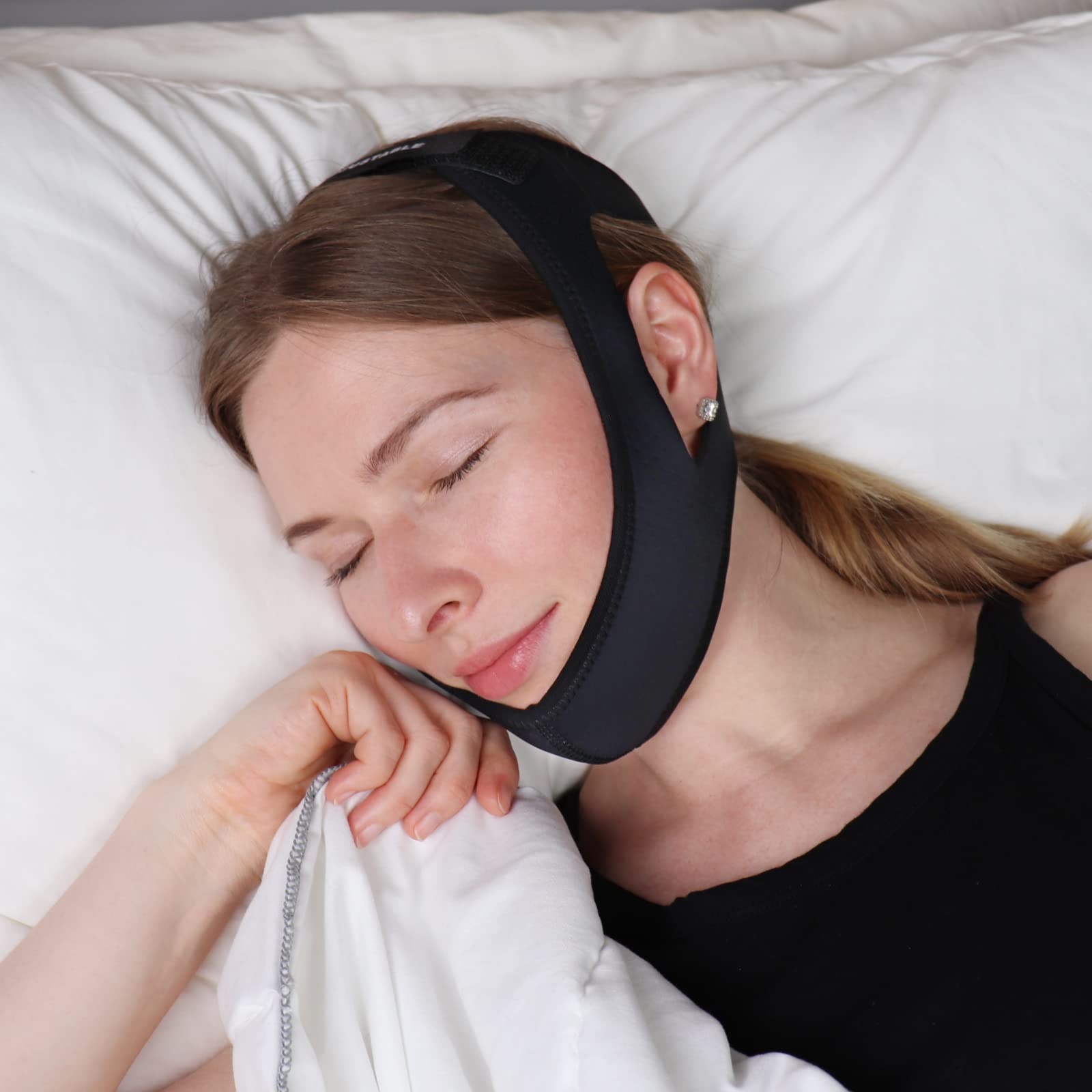 Chin Strap for Cpap Users, Anti Snoring Sleep Aid Solution for Men and Women, Adjustable Effectively Reduce Snoring, Stop Snore Device for Better Sleep (Pink White)