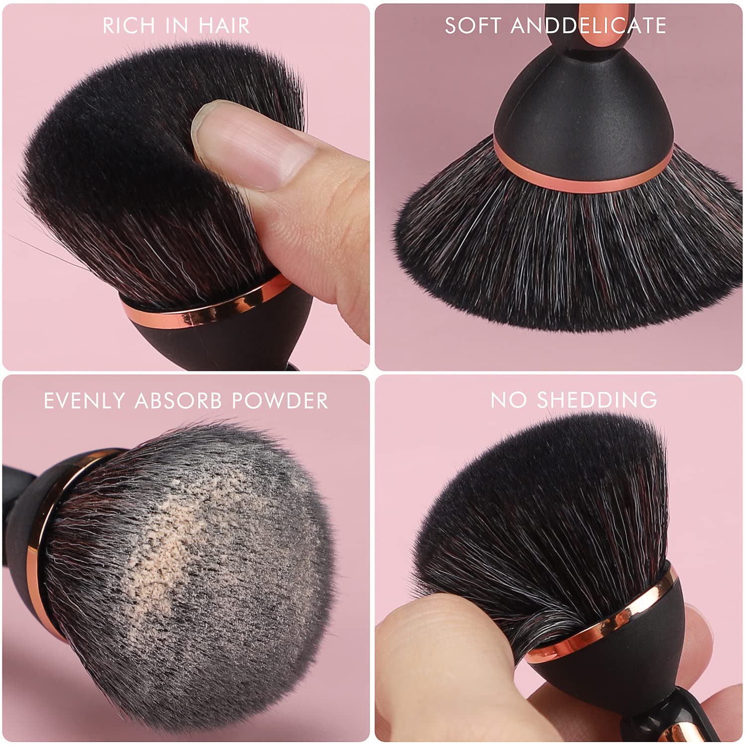 Foundation Brush, Etercycle Premium Kabuki Makeup Brush Perfect for Blush, Liquid, Cream, Powder, Blending, Concealer Blush Cosmetics with Box (Black)