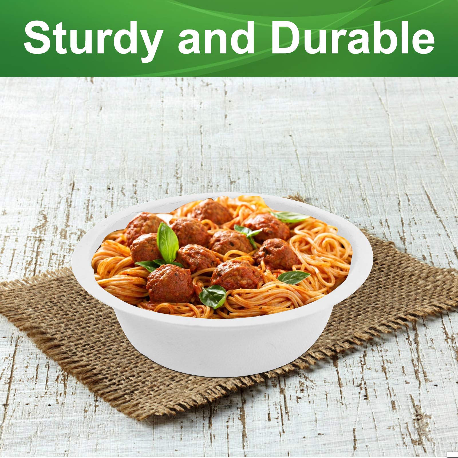 CHANGLE 12 oz Compostable Paper Bowls [100 Pack],100% Biodegradable Bowls Natural Disposable Bagasse Bowls,Soup Container Microwave Safe Bowls.
