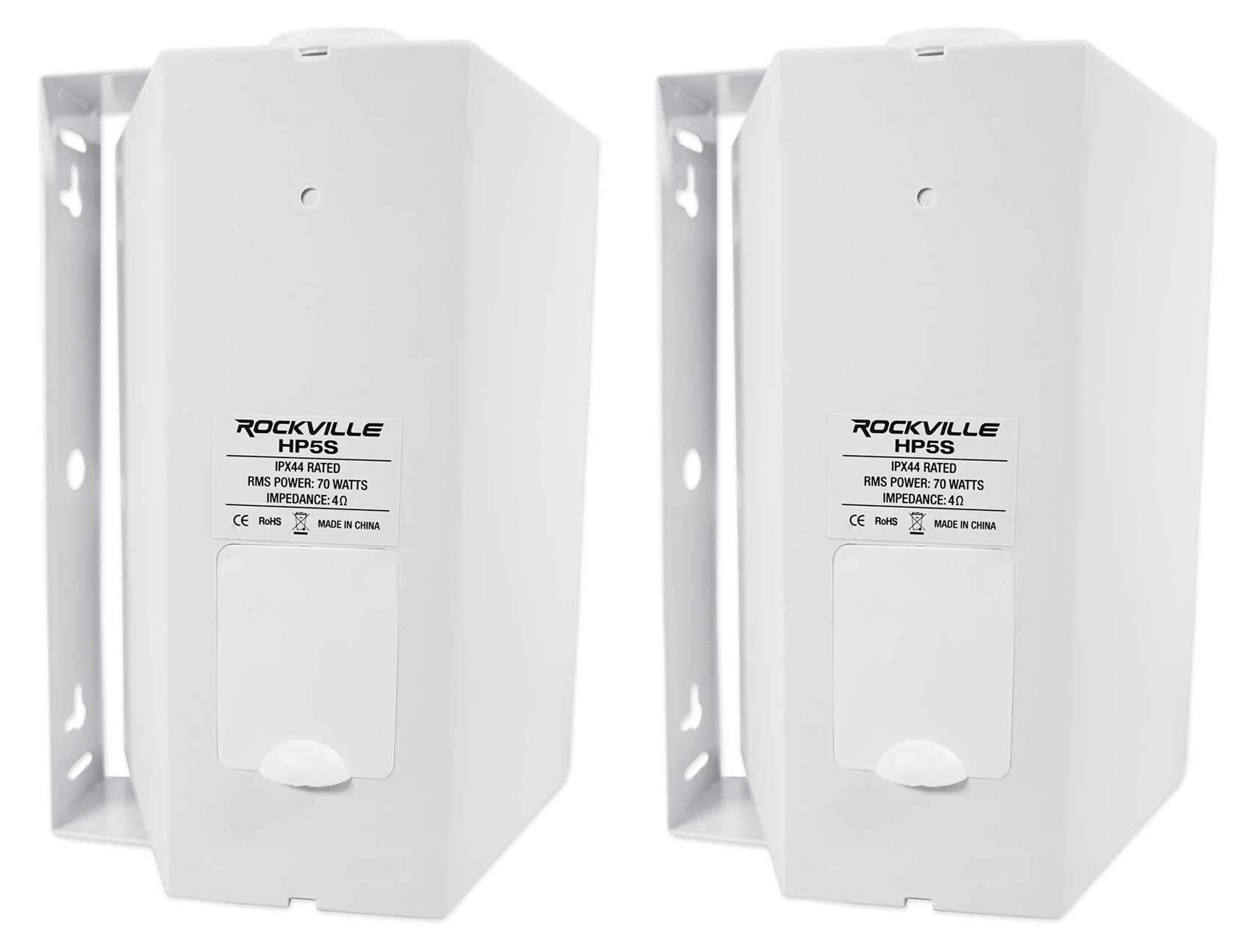 Rockville Pair HP5S 5.25" Outdoor/Indoor Home Theater Speakers w/Swivel Bracket, White