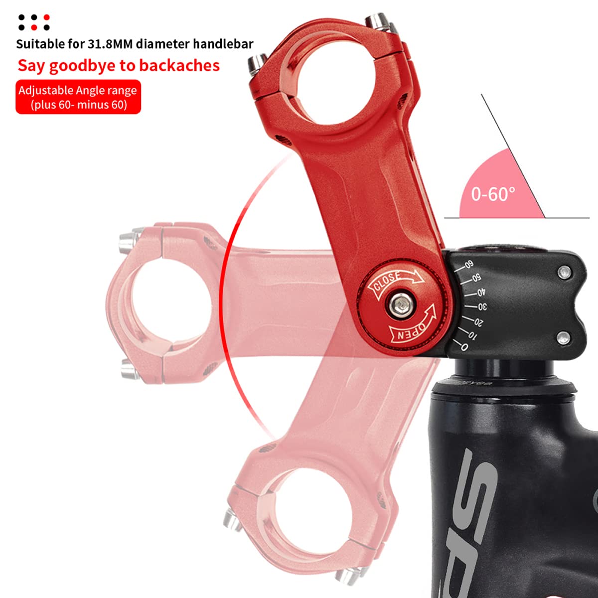 Diathou 31.8 Adjustable Stem 90mm / 110mm 0~60 Degree MTB Adjustable Handlebar Stem for Most Mountain Bike Road Bike MTB (Only Fit 1.25"/31.8mm Handlebar)