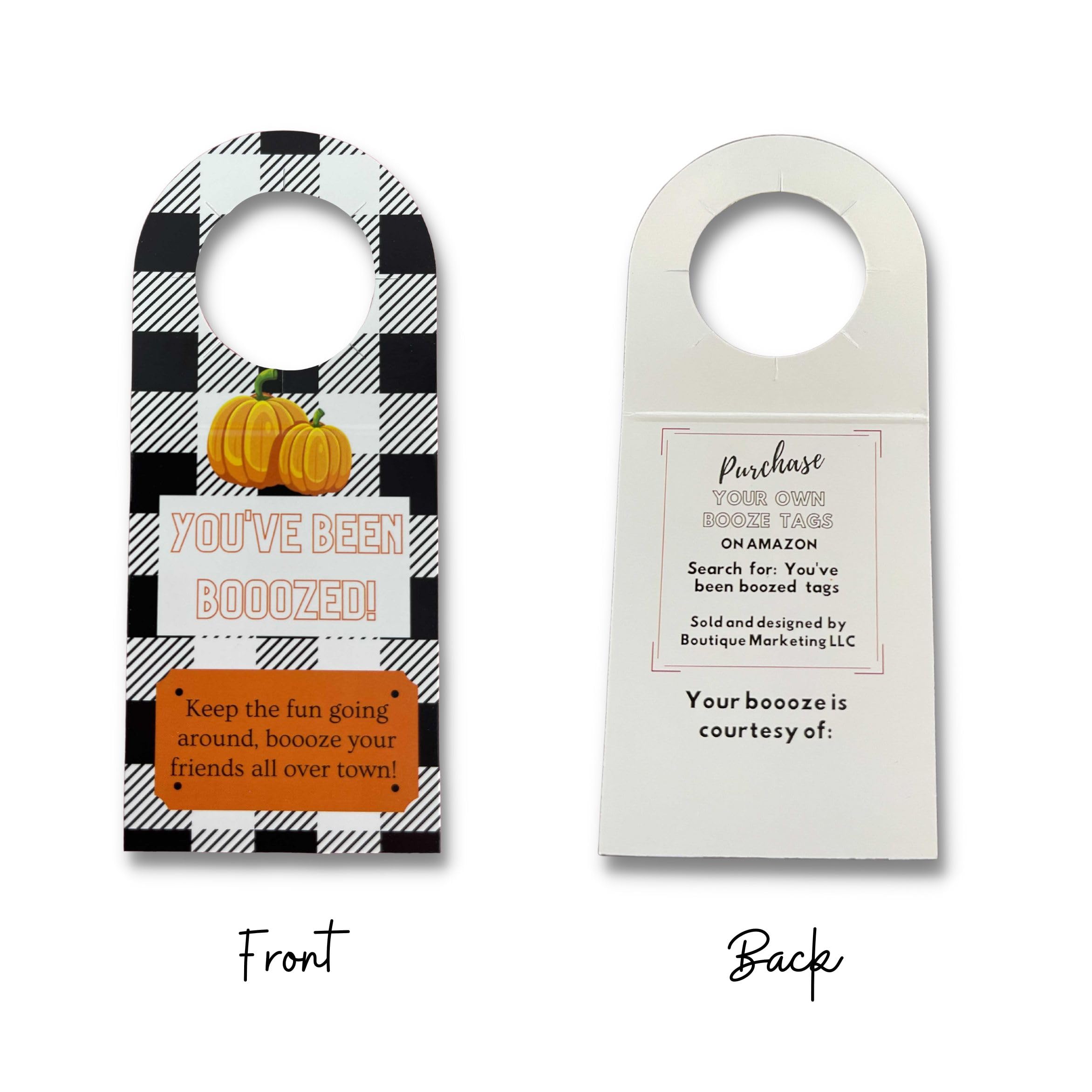 You've Been Boozed Tag | 15 Pack | Tags with Pre-Cut Hole to Use On Booze Bottles | You've Been Boozed Game | Mix of 3 Fall Designs | Wine | Alcohol Bottle Tags