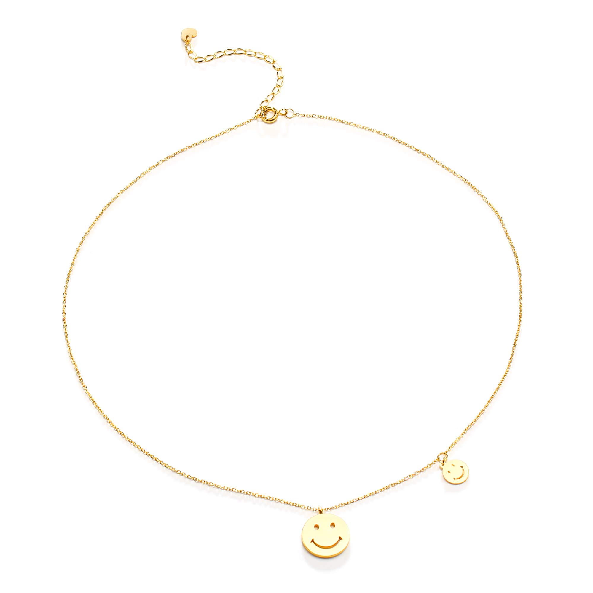 DIB Stainless Steel Round Pendant Smiley Face Necklace Gold Simple Love With Extension Chain Female
