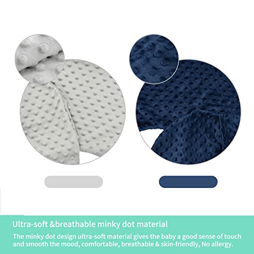 Minky Nursing Pillow Cover, 2 Pack Nursing Pillow Slipcover for Breastfeeding Pillow Slipcover Fits Nursing Pillow, Soft Snug for Infant & Baby Boy Girl (Grey & Blue)