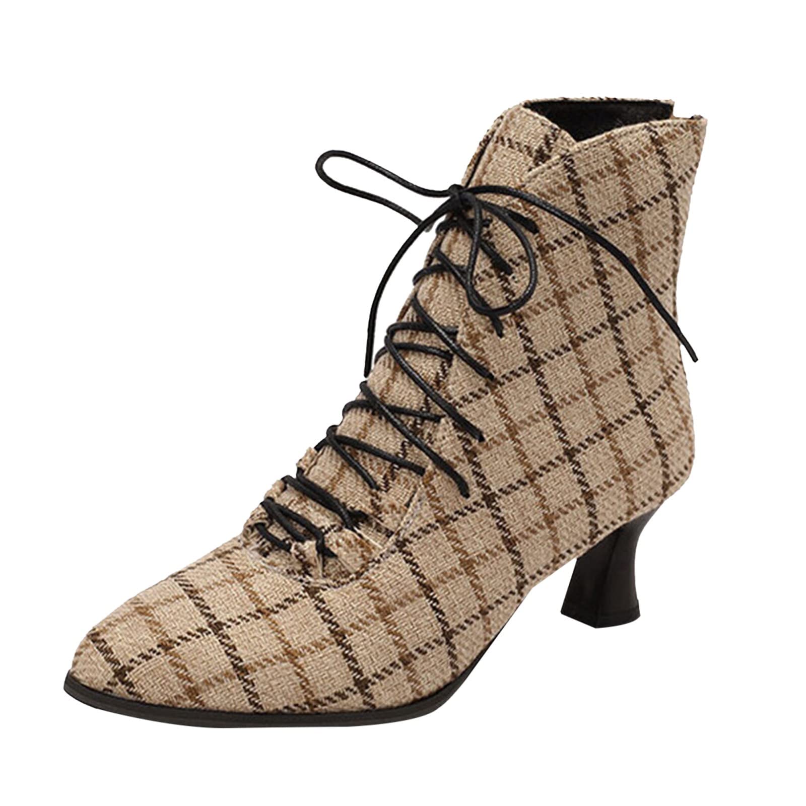 FASDNENDYS White Ankle Boots for Women Women Buckle Strap Ankle BootiesPointed Toe Zipper Heels Dress Jeans Boots High Shoes