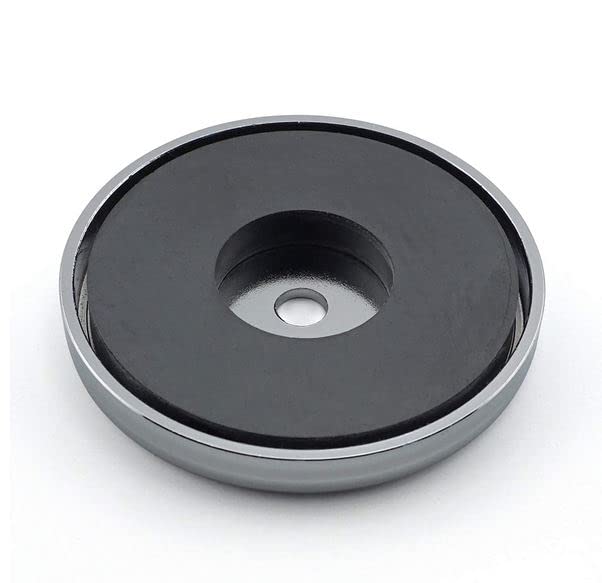 Walker Partners Round Base Cup Magnet with Hole for mounting, 50 lbs Pulling Power 2.4 inch Diameter 2-Pack, chrome