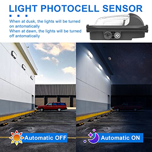 LED Wall Pack Light with Dusk-to-Dawn Photocell,120W/100W/80W Selectable, 0-10V Dimmable 15600LM 5000K Daylight Outdoor Wall Light,Replace 450W MH/HPS, IP65 120-277V AC for Parking Lot DLC & UL Listed