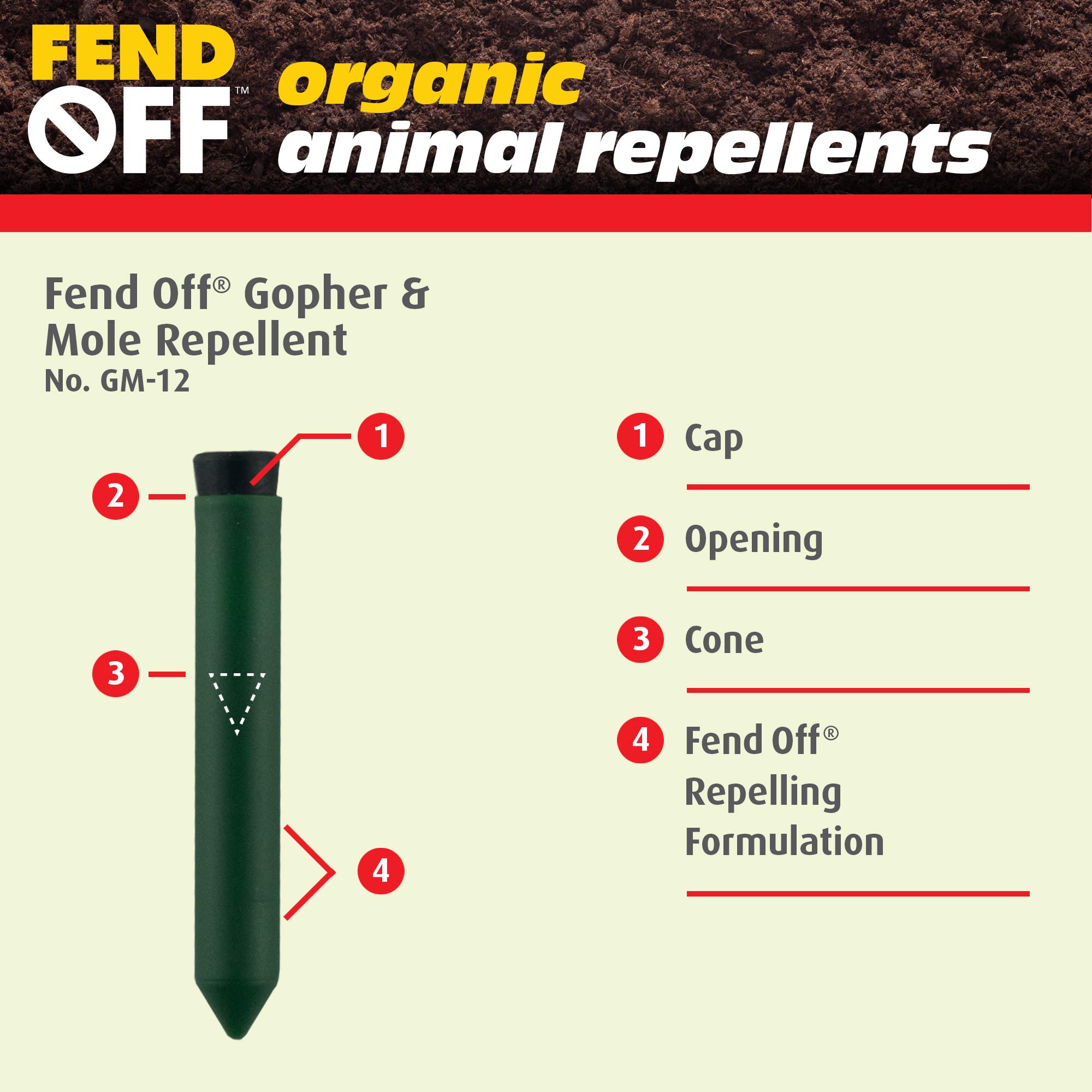 Luster Leaf Fend Off Mole and Gopher Organic Odor Tubes, White, 12 pack