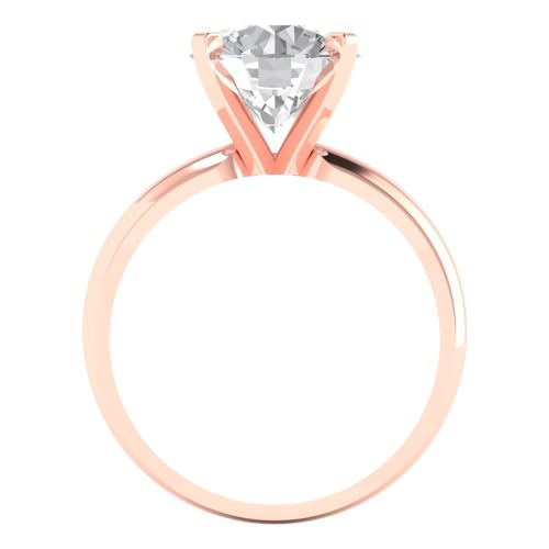 Clara Pucci 2.50ct Round Cut Solitaire White Lab Created Sapphire Engagement Bridal Promise Anniversary Ring in 18K Rose Gold 5