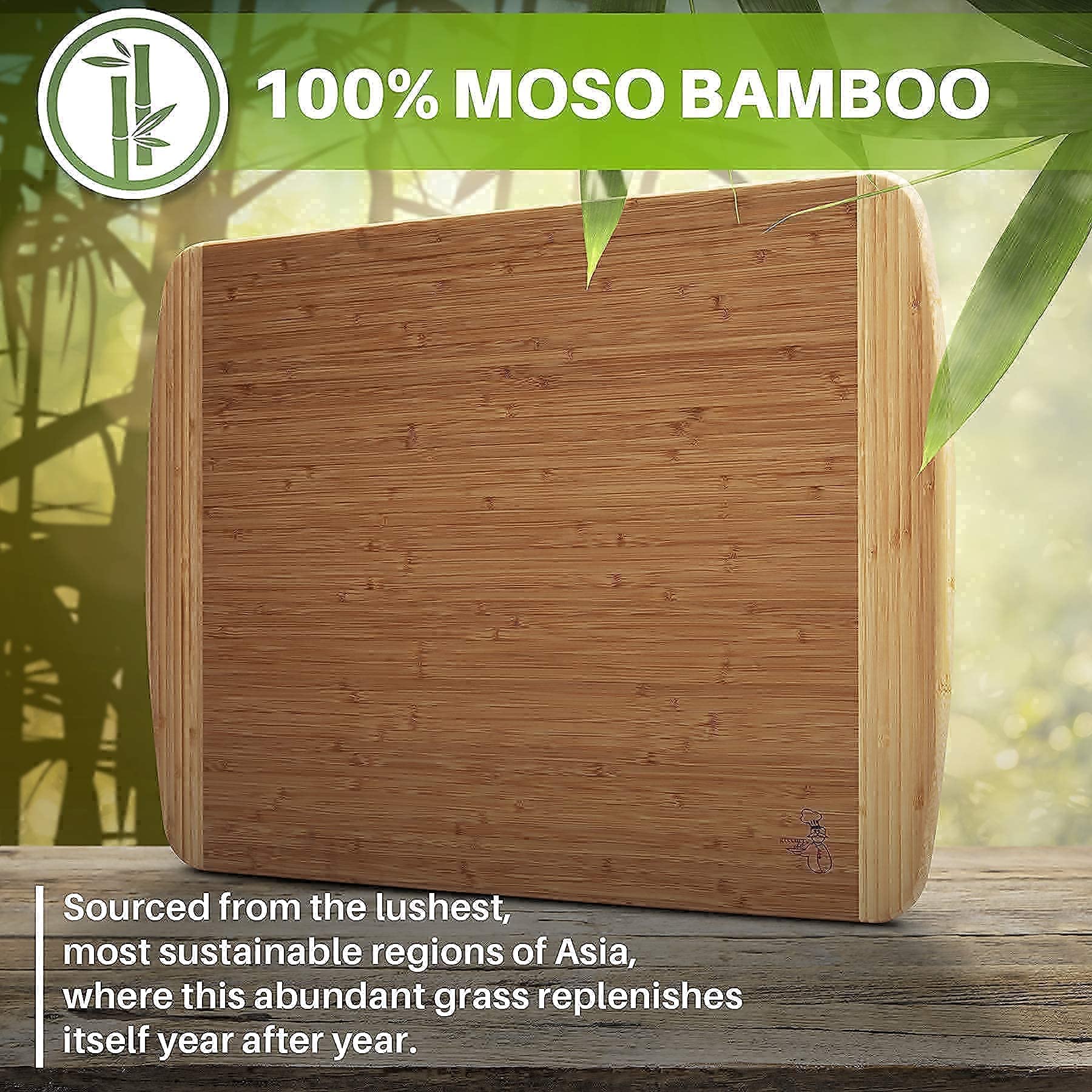Extra Large Bamboo Cutting Board - XL Wood Cutting Board - 18 x 12.5" and Medium-Large Wood Cutting Board : 14.5 x 11.5 Inches