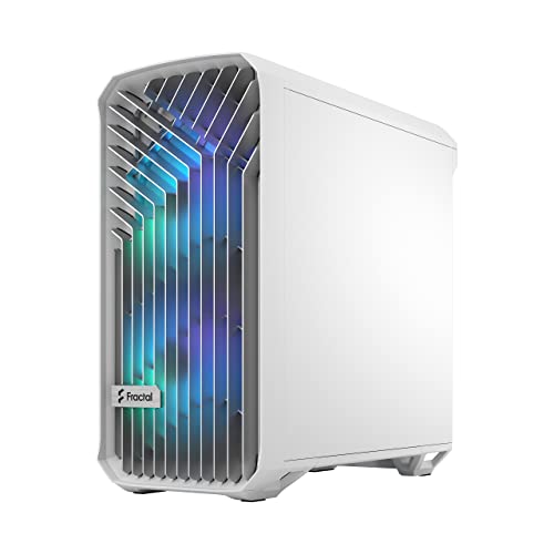 Fractal Design Torrent Compact RGB White - Clear Tint Tempered Glass Side Panel - Open Grille for Maximum air Intake - Two 180mm RGB PWM Fans Included - Type C - ATX Airflow Mid Tower PC Gaming Case