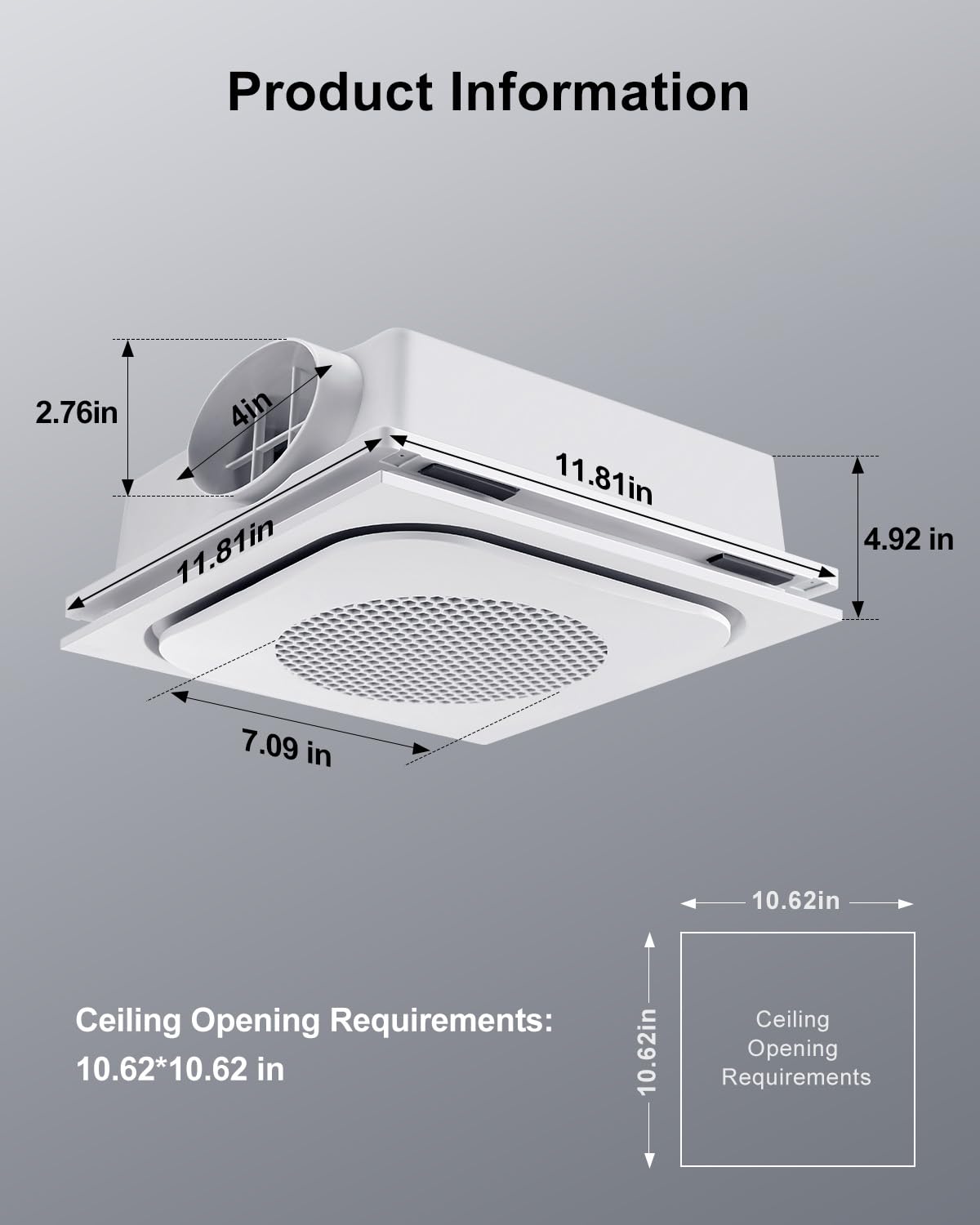 GROWNEER Bathroom Exhaust Fan with Light, 150 CFM 1.0 Sone Bathroom Fan with Light Combo, 40W Bathroom Fan with LED Night Light, White